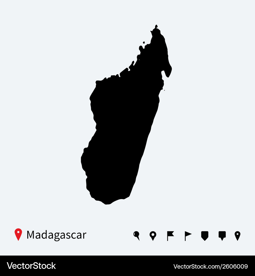 Detailed Madagascar Map Royalty Free Vector Image