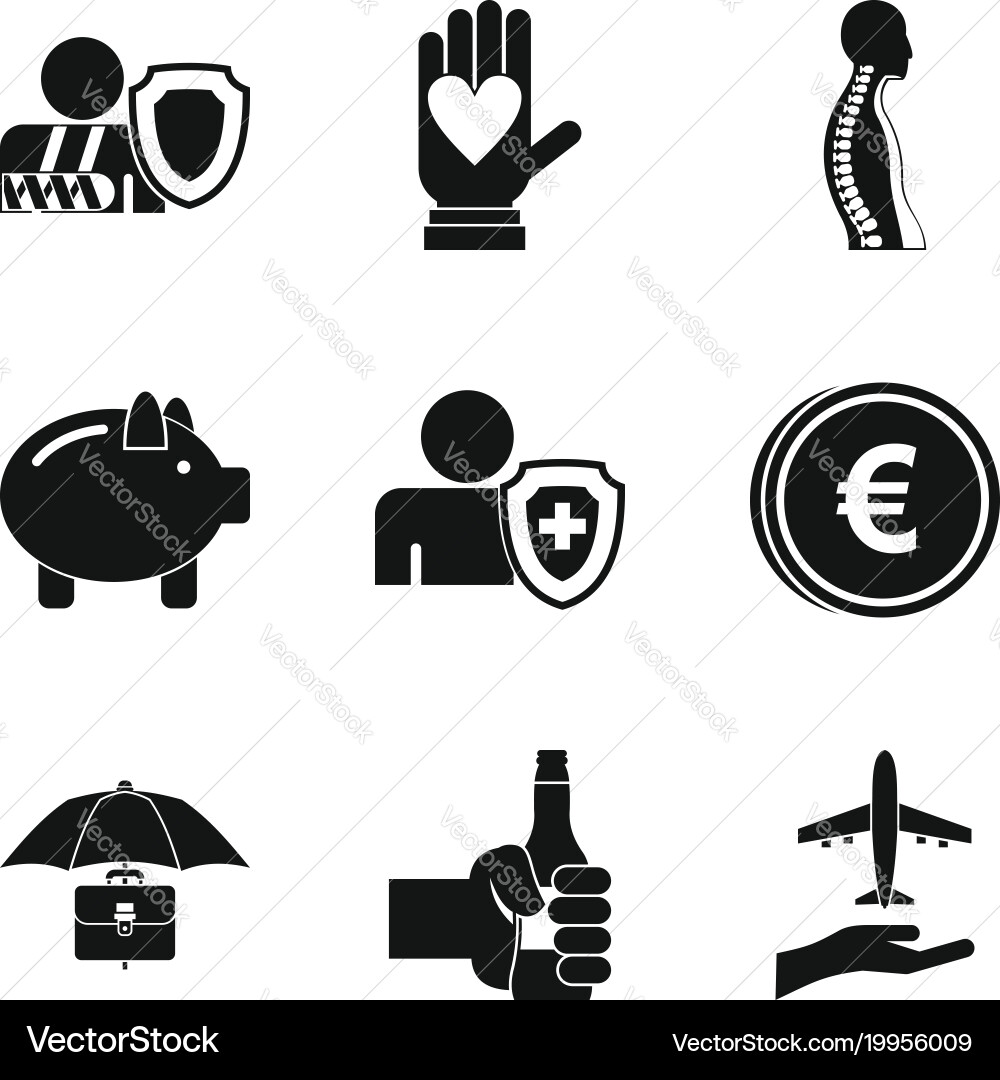 Pharma case icons set simple style Royalty Free Vector Image