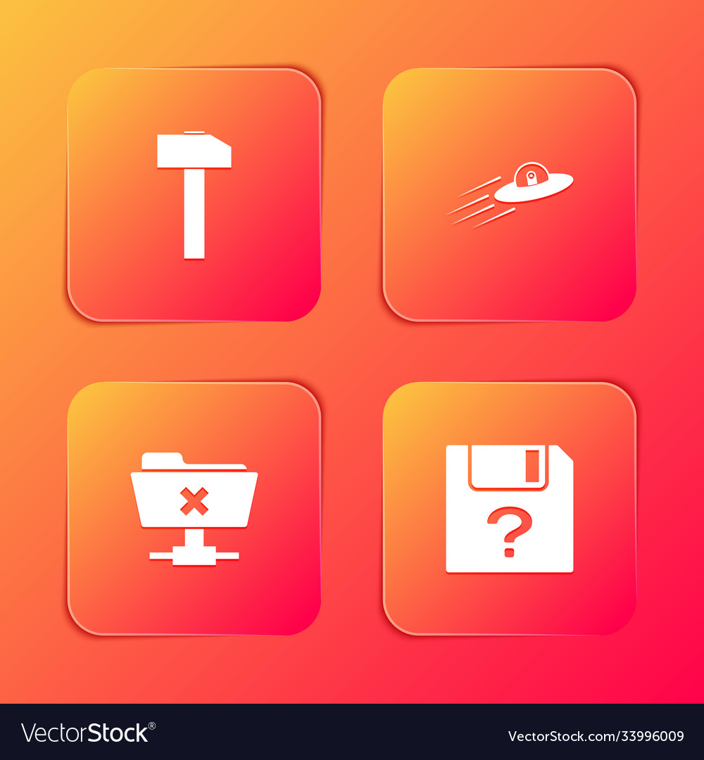 Set hammer ufo flying spaceship and alien ftp Vector Image Set hammer ufo flying spaceship and alien ftp Vector Image