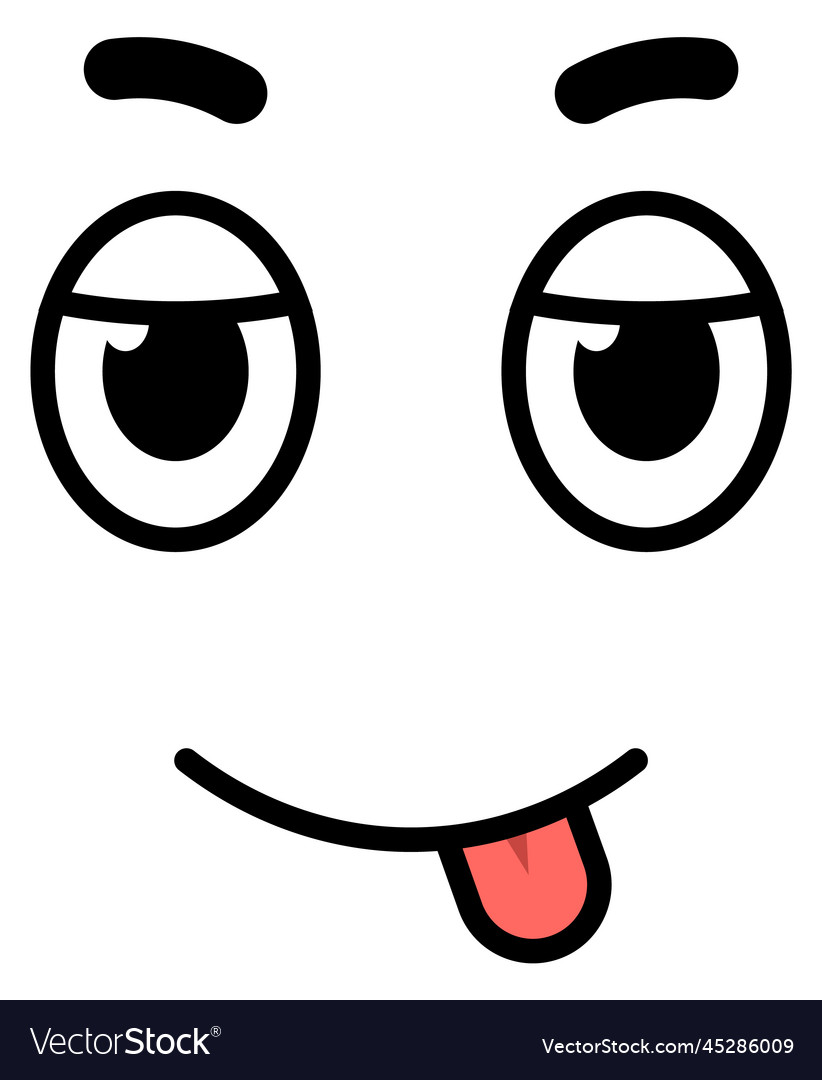 Tongue Out Comic Doodle Playful Face Expression Vector Image