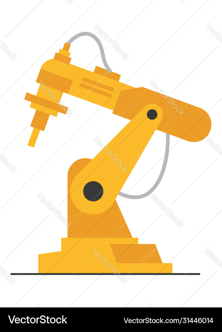 Flat robot arm welding at factory line modern Vector Image
