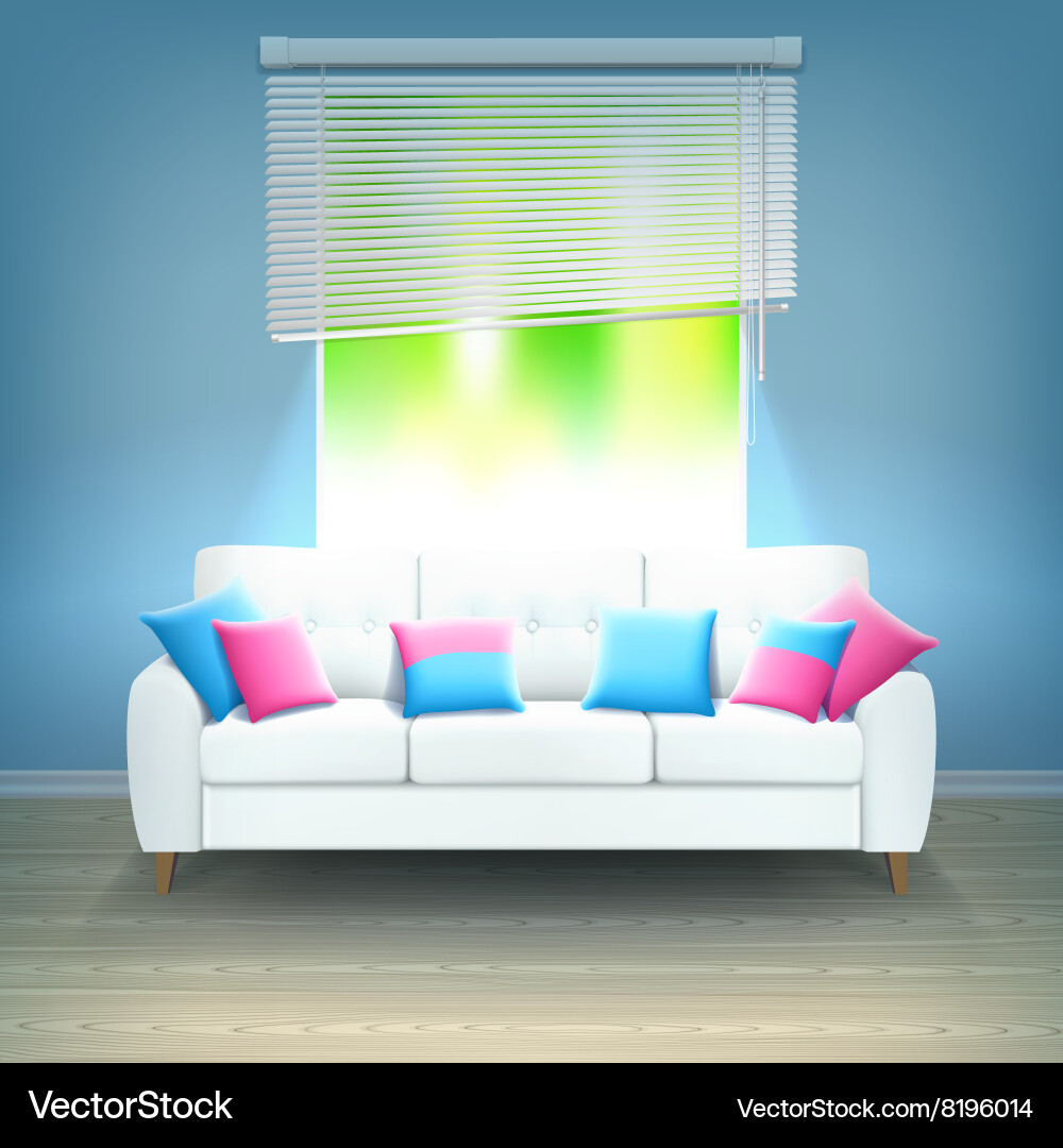 Interior Sofa Neon Light Realistic Royalty Free Vector Image