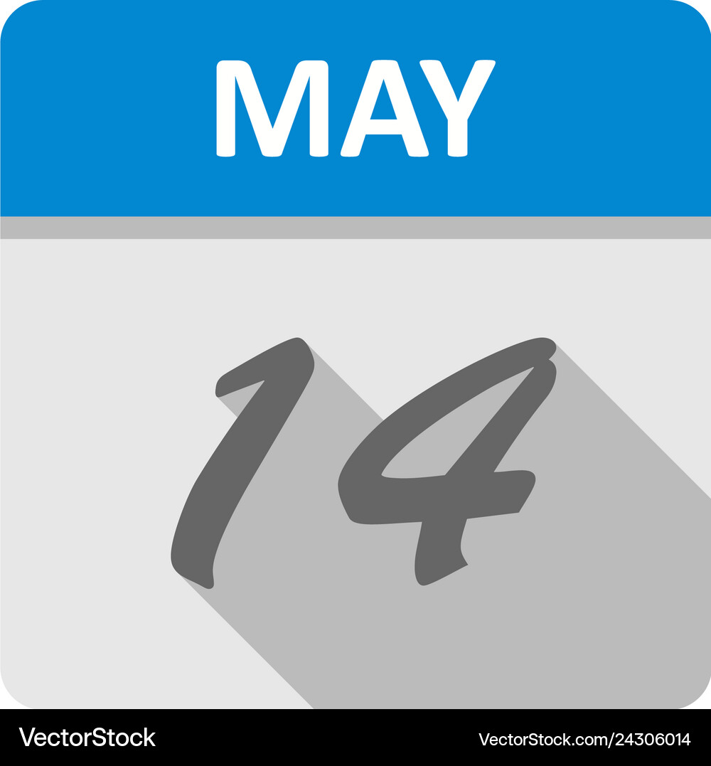 May 14th date on a single day calendar Royalty Free Vector