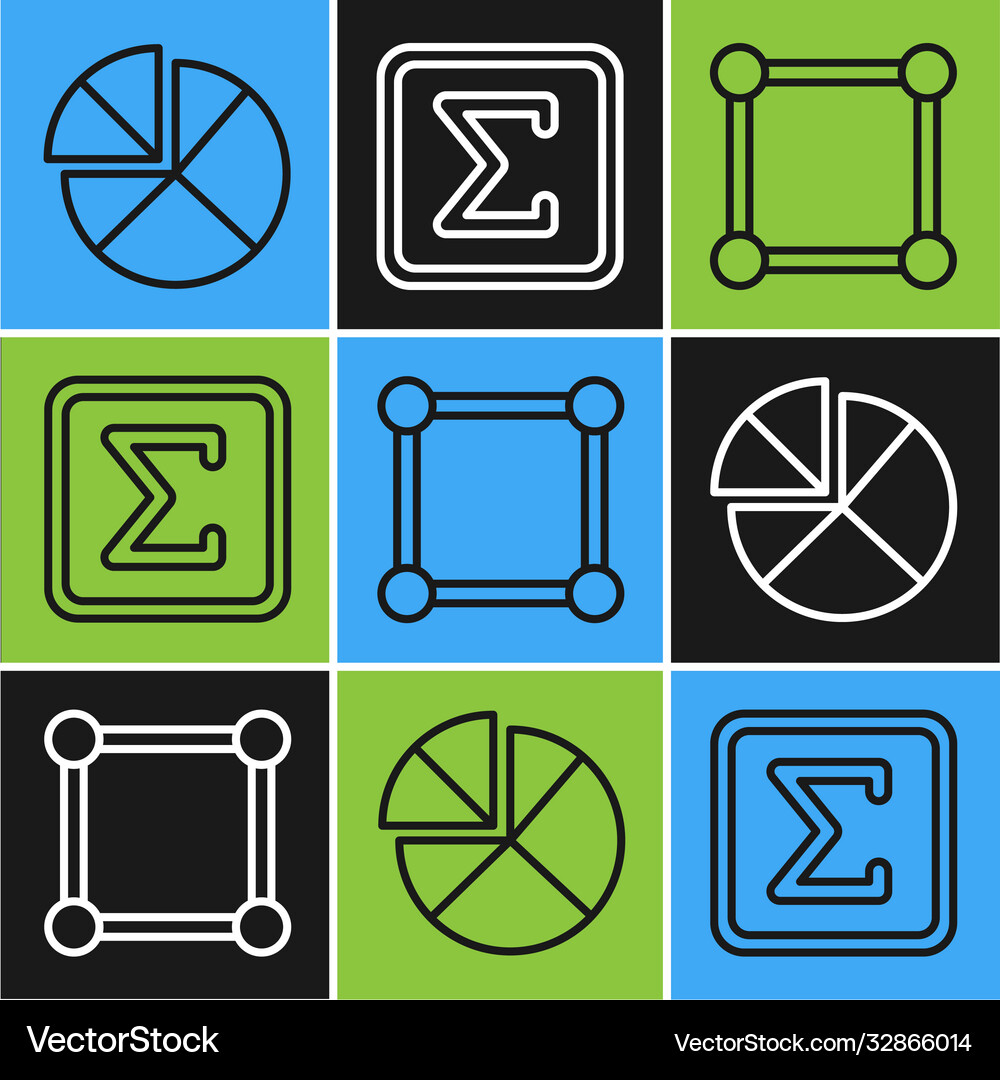 Set line abacus chalkboard with diagram Royalty Free Vector