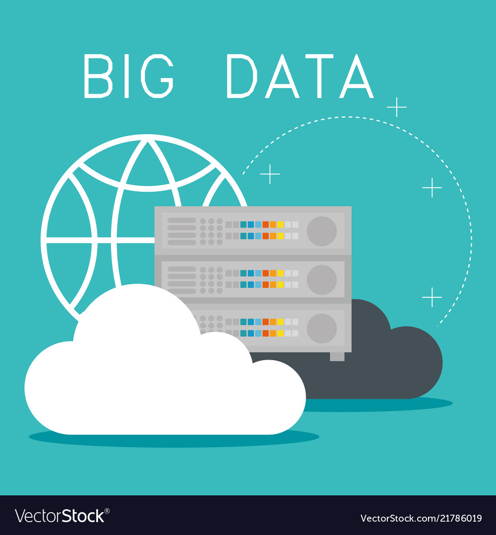 Cloud computing with big data icons Royalty Free Vector