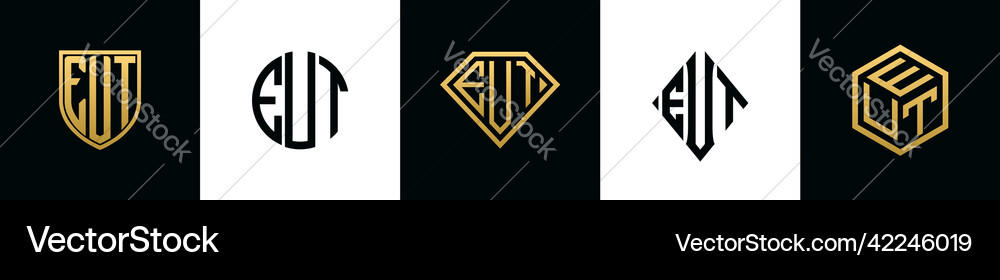 Initial letters eut logo designs bundle Royalty Free Vector