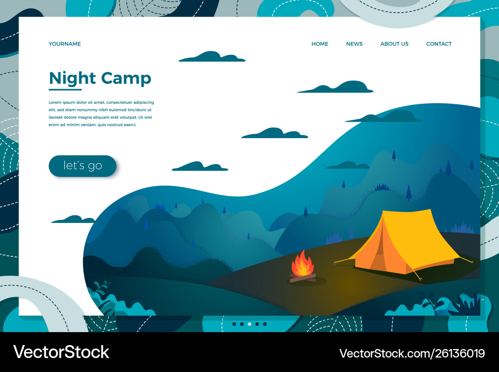 Night summer camp forest Royalty Free Vector Image