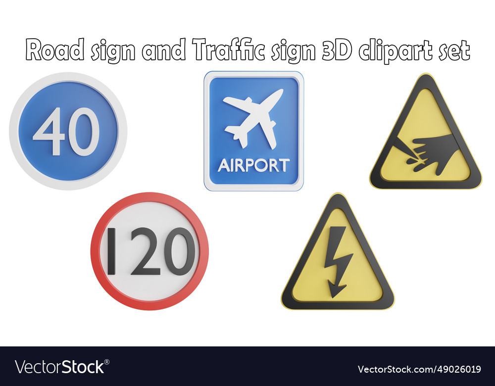 Road sign and traffic clipart element Royalty Free Vector