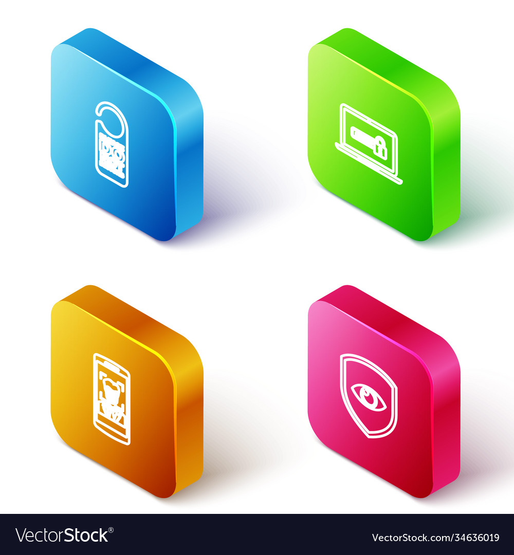 Set isometric line please do not disturb laptop Vector Image Set isometric line please do not disturb laptop Vector Image