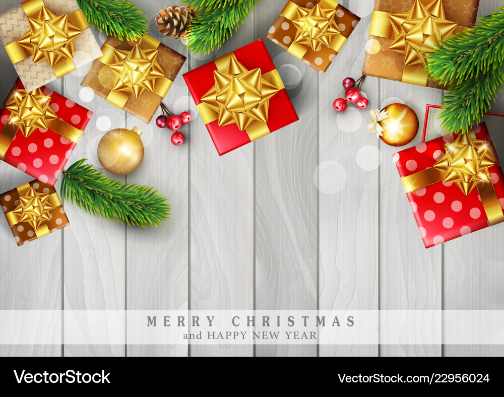 Christmas template with decorations branches ate Vector Image