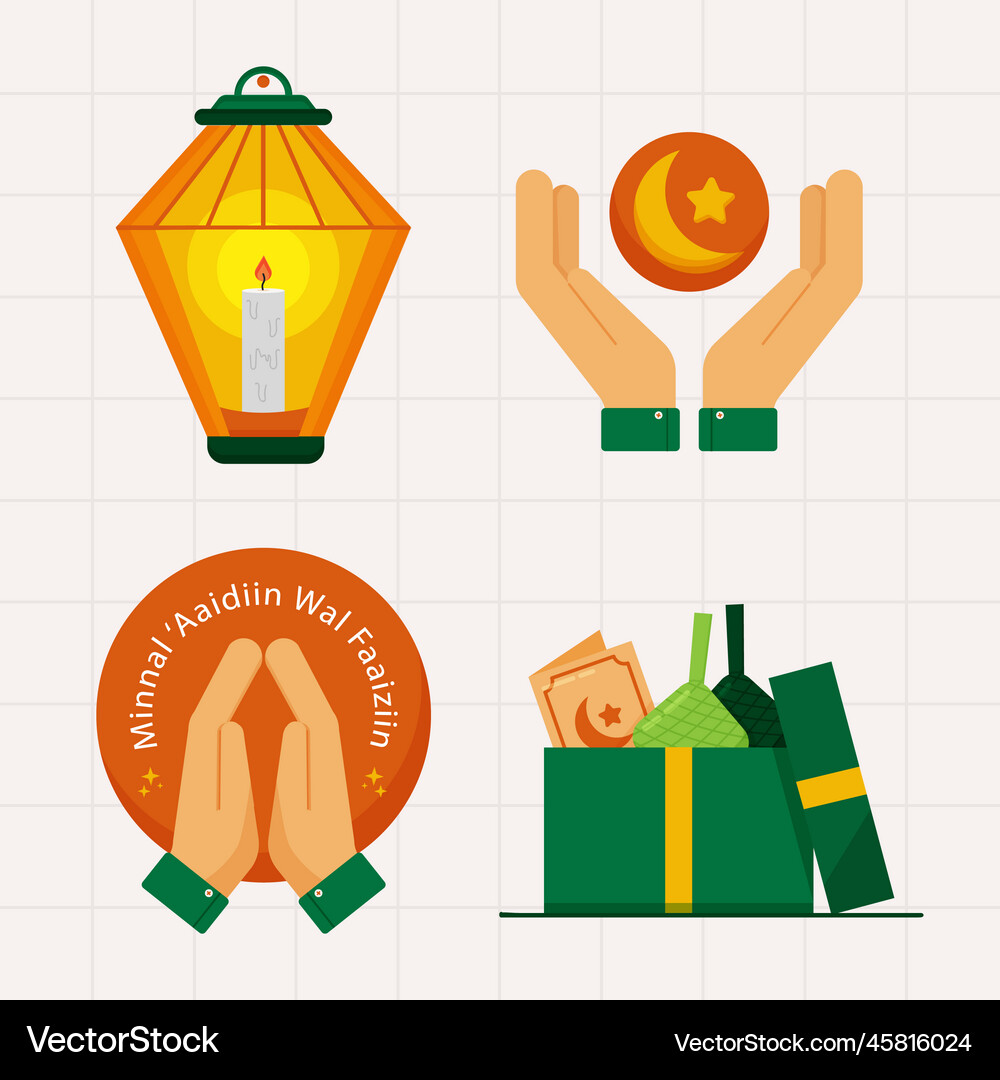 Islamic ramadan element collections in flat Vector Image