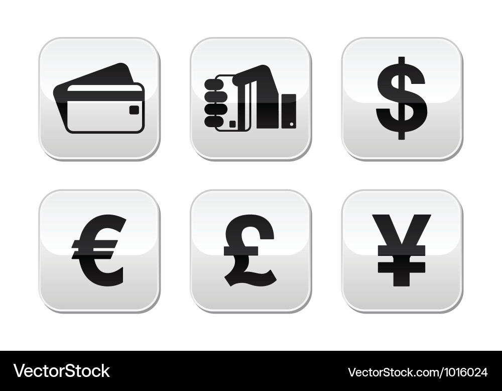 Payment methods buttons set - credit card by cash Vector Image