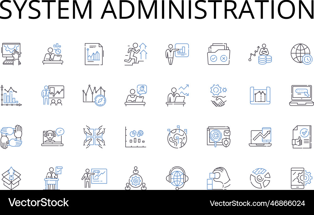 System administration line icons collection nerk Vector Image