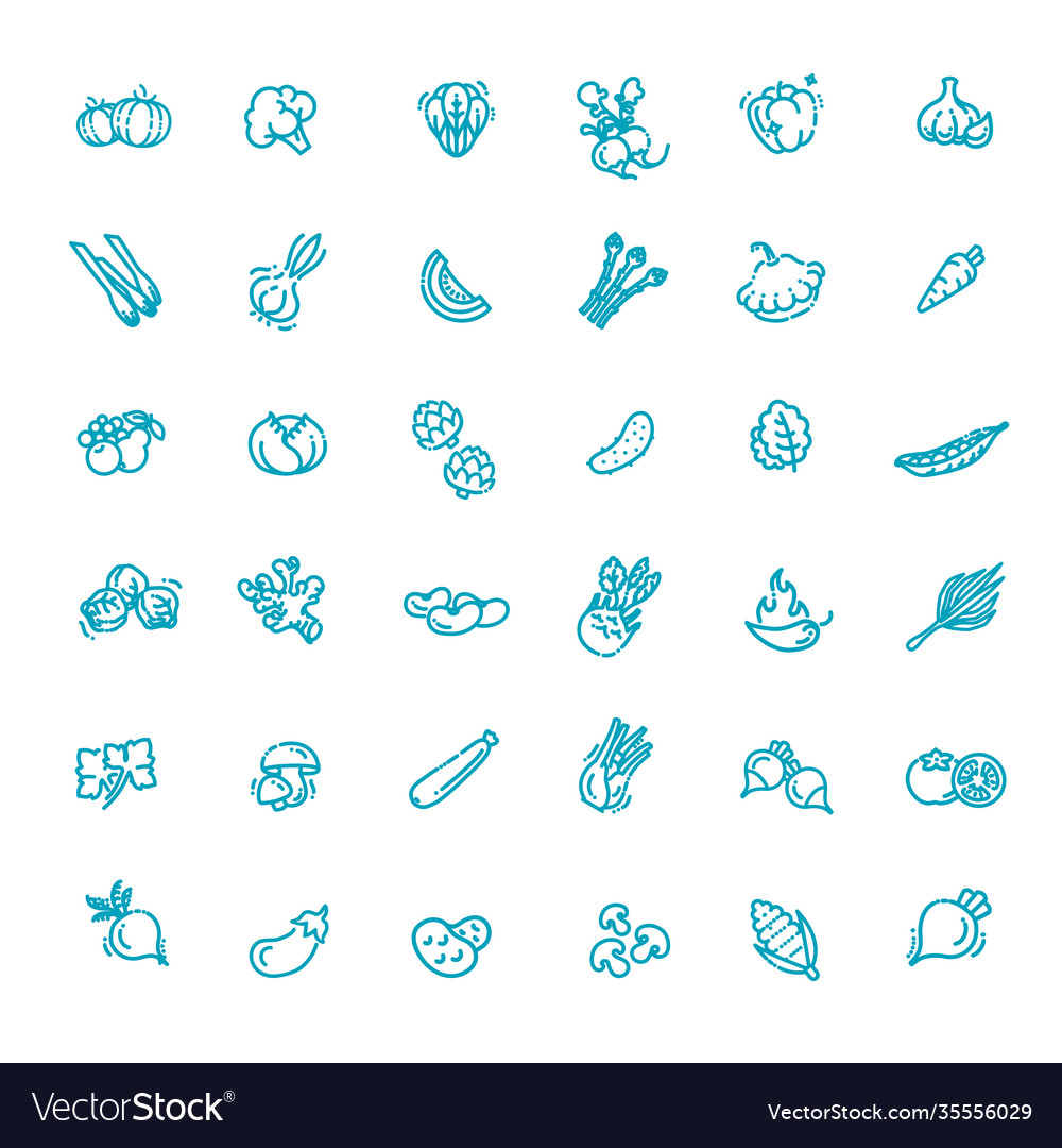 Basic vegetables thin line icon set Royalty Free Vector Basic vegetables thin line icon set Royalty Free Vector
