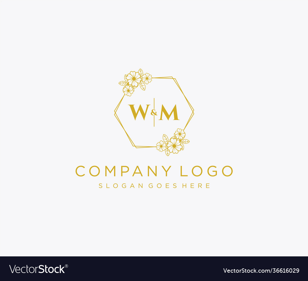 Initial wm letters decorative luxury wedding logo Vector Image Initial wm letters decorative luxury wedding logo Vector Image