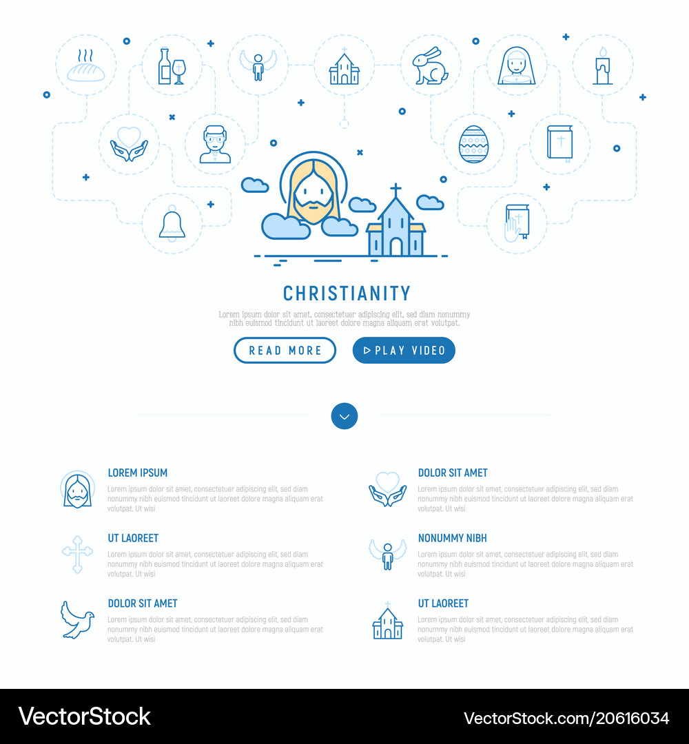 Christianity concept with thin line icons Vector Image