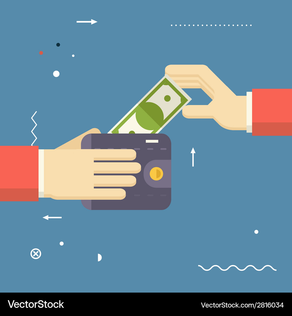Payment symbol human hands holding banknote Vector Image