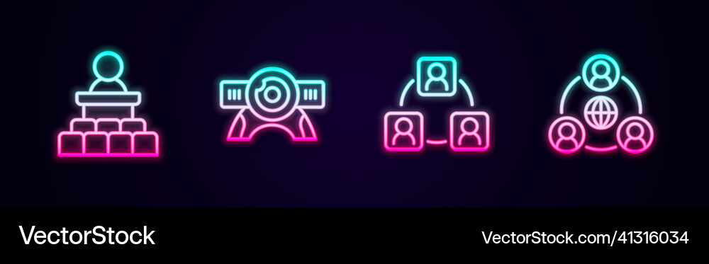 Set line speaker web camera meeting Royalty Free Vector