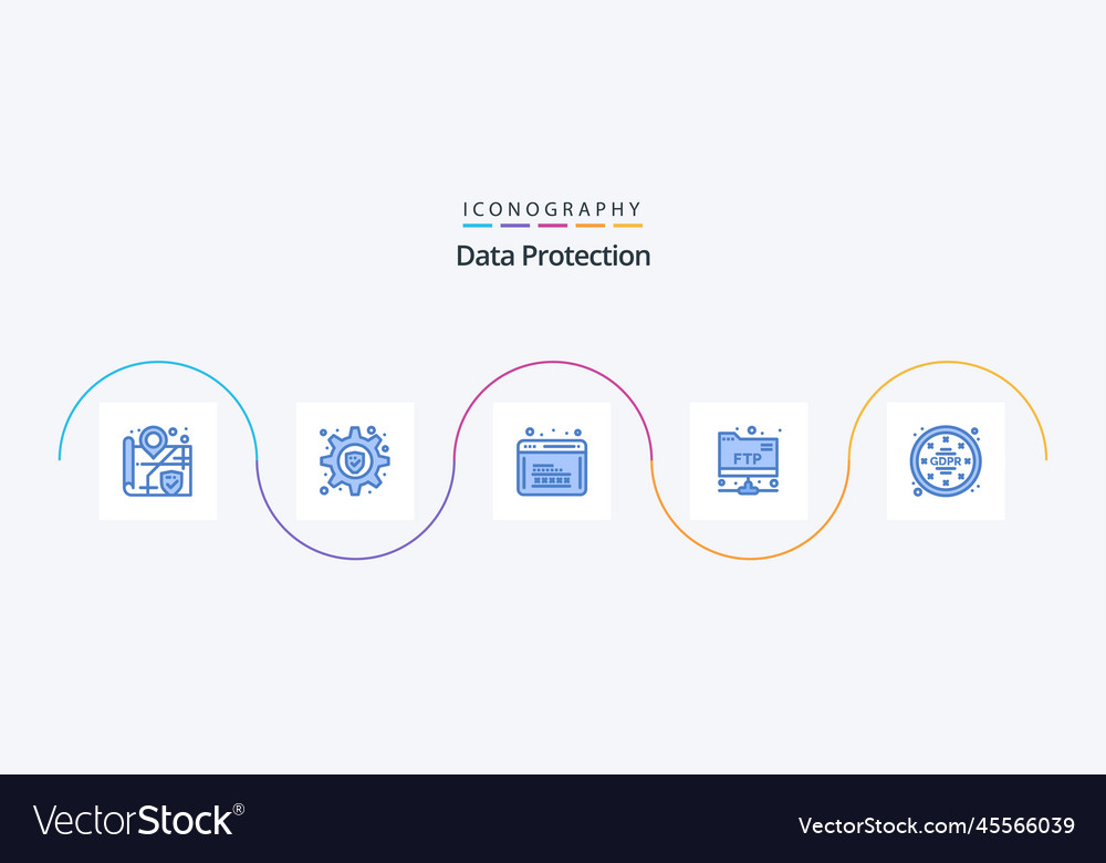 Data protection blue 5 icon pack including Vector Image