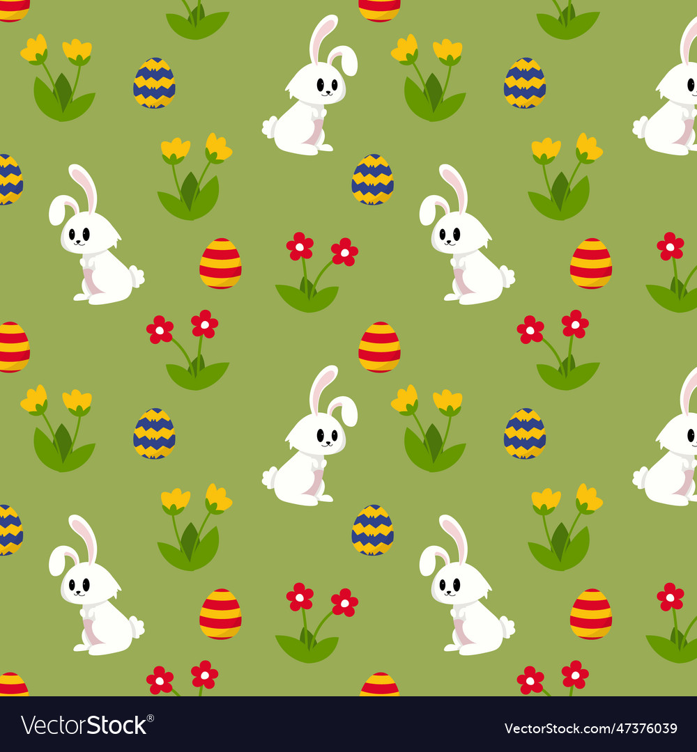 Flat hand drawn easter pattern Royalty Free Vector Image