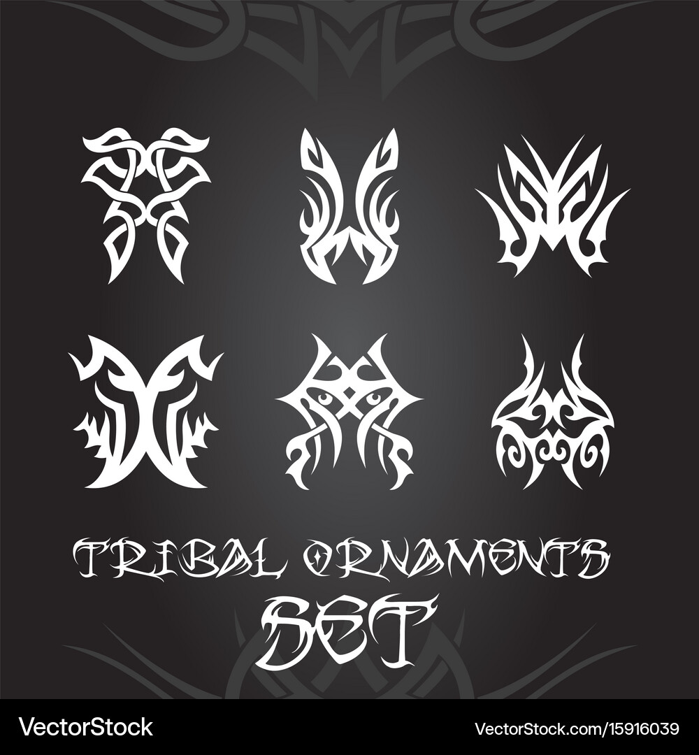 Tribal design elements and tattoo ornaments set Vector Image