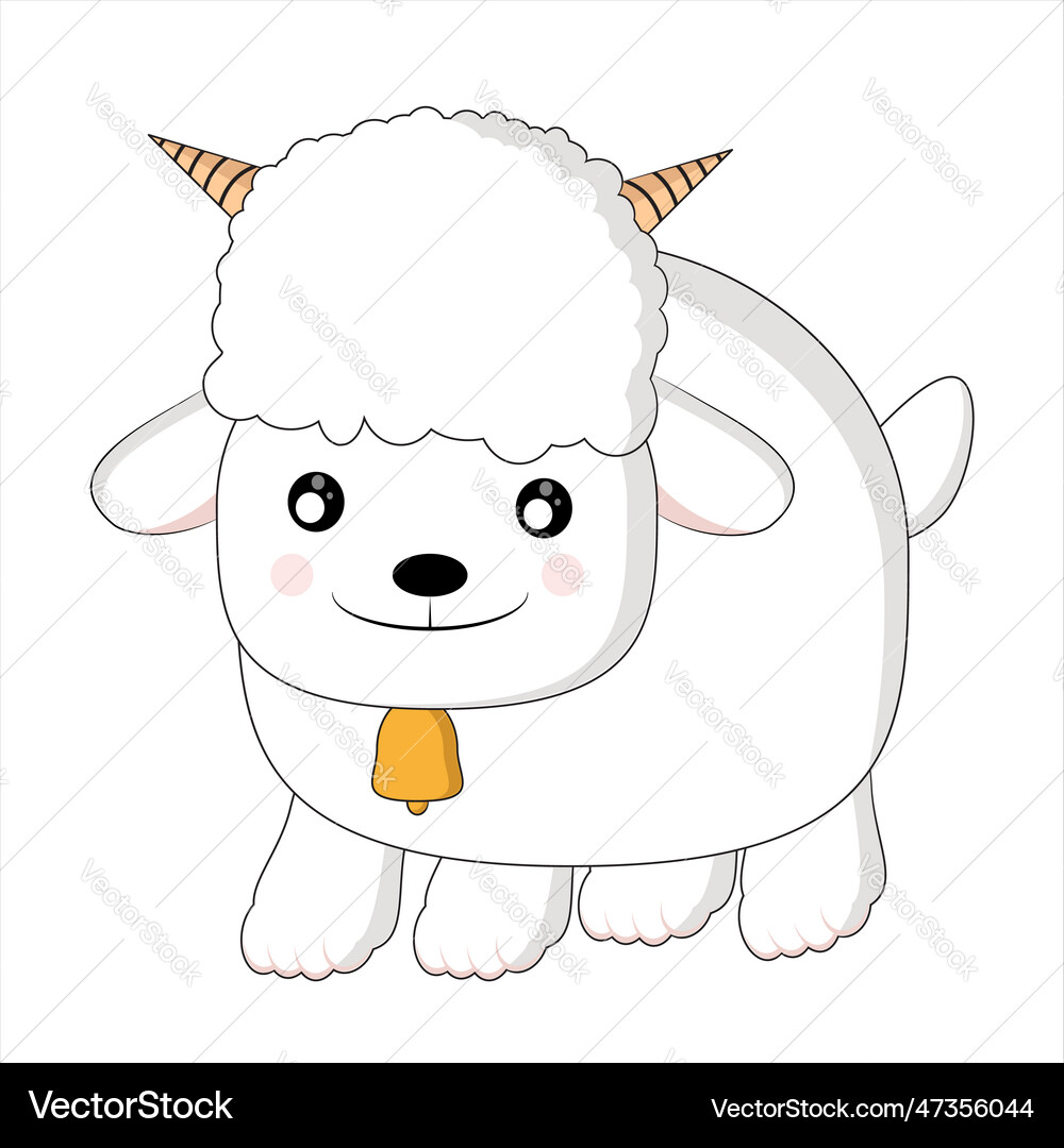 Cute goat and sheep cartoon Royalty Free Vector Image