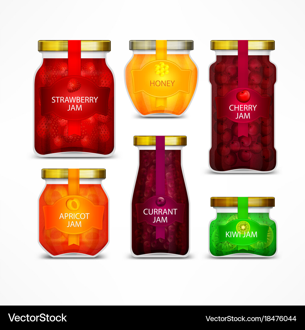 Homemade fruit jam jars Royalty Free Vector Image
