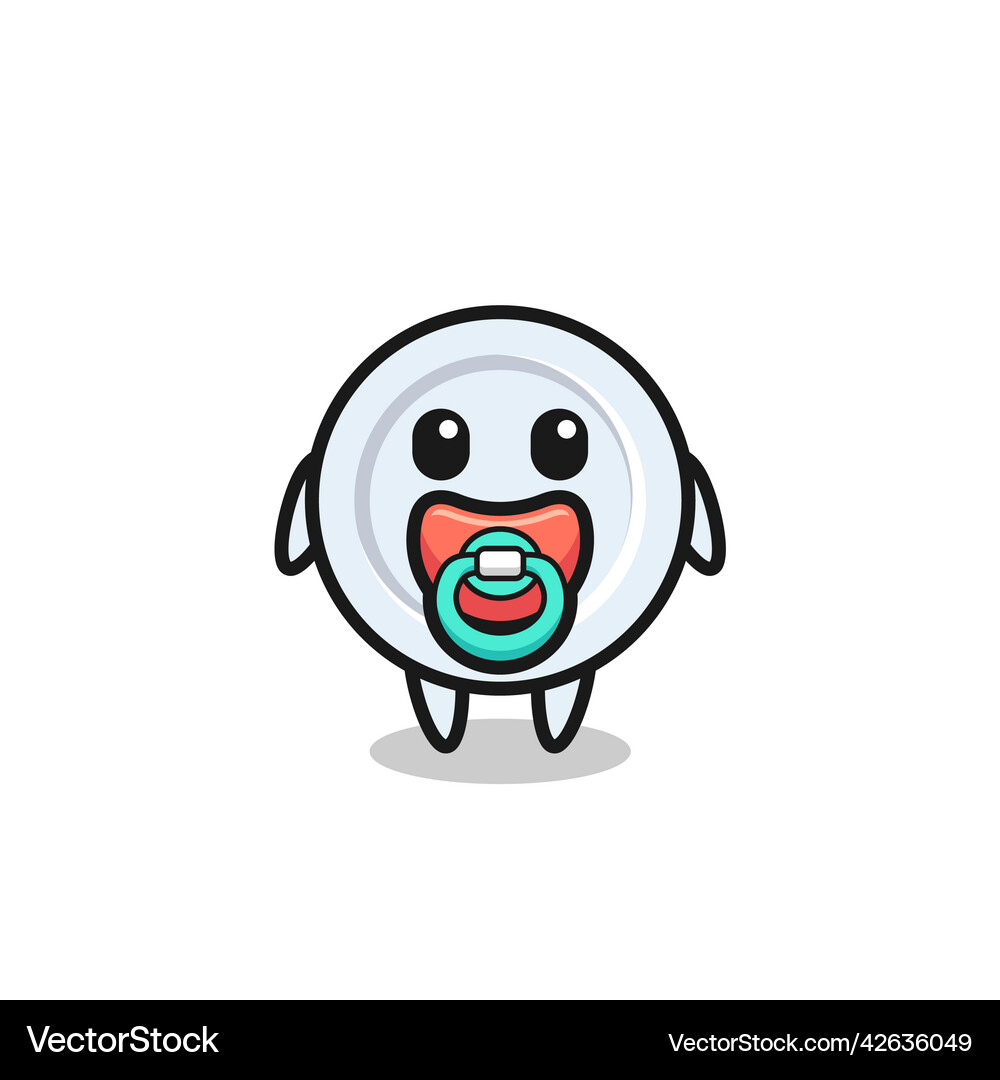 Baby plate cartoon character with pacifier Vector Image