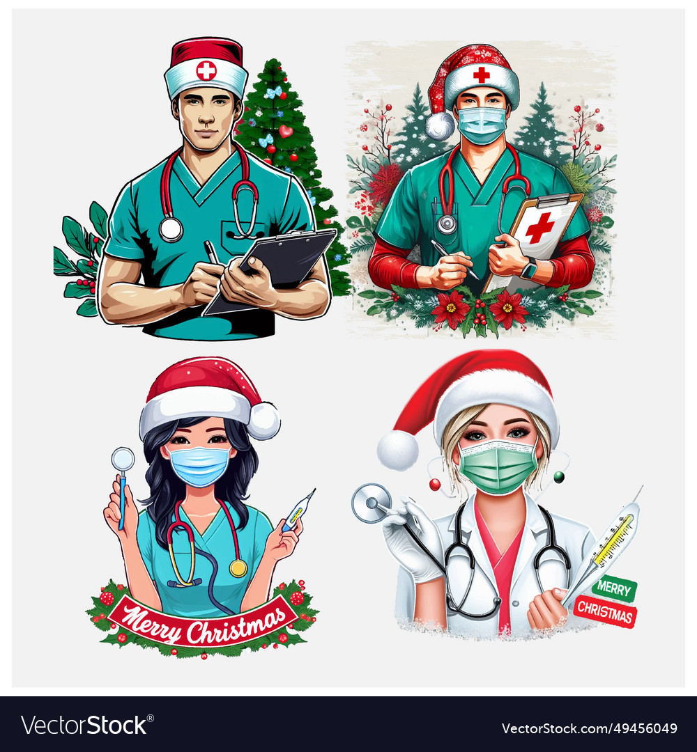 Christmas nurse file Royalty Free Vector Image