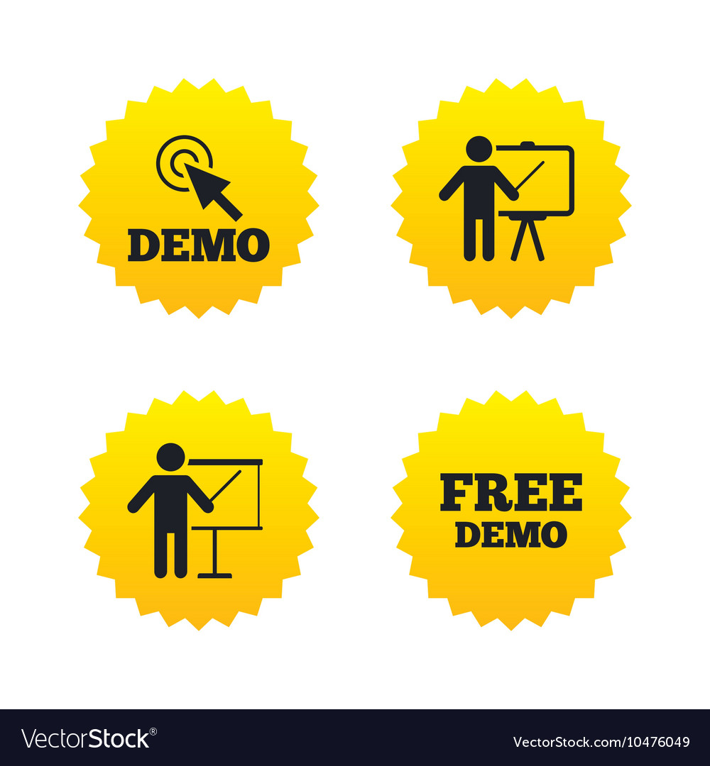 Demo with cursor icon Presentation billboard Vector Image Demo with cursor icon Presentation billboard Vector Image