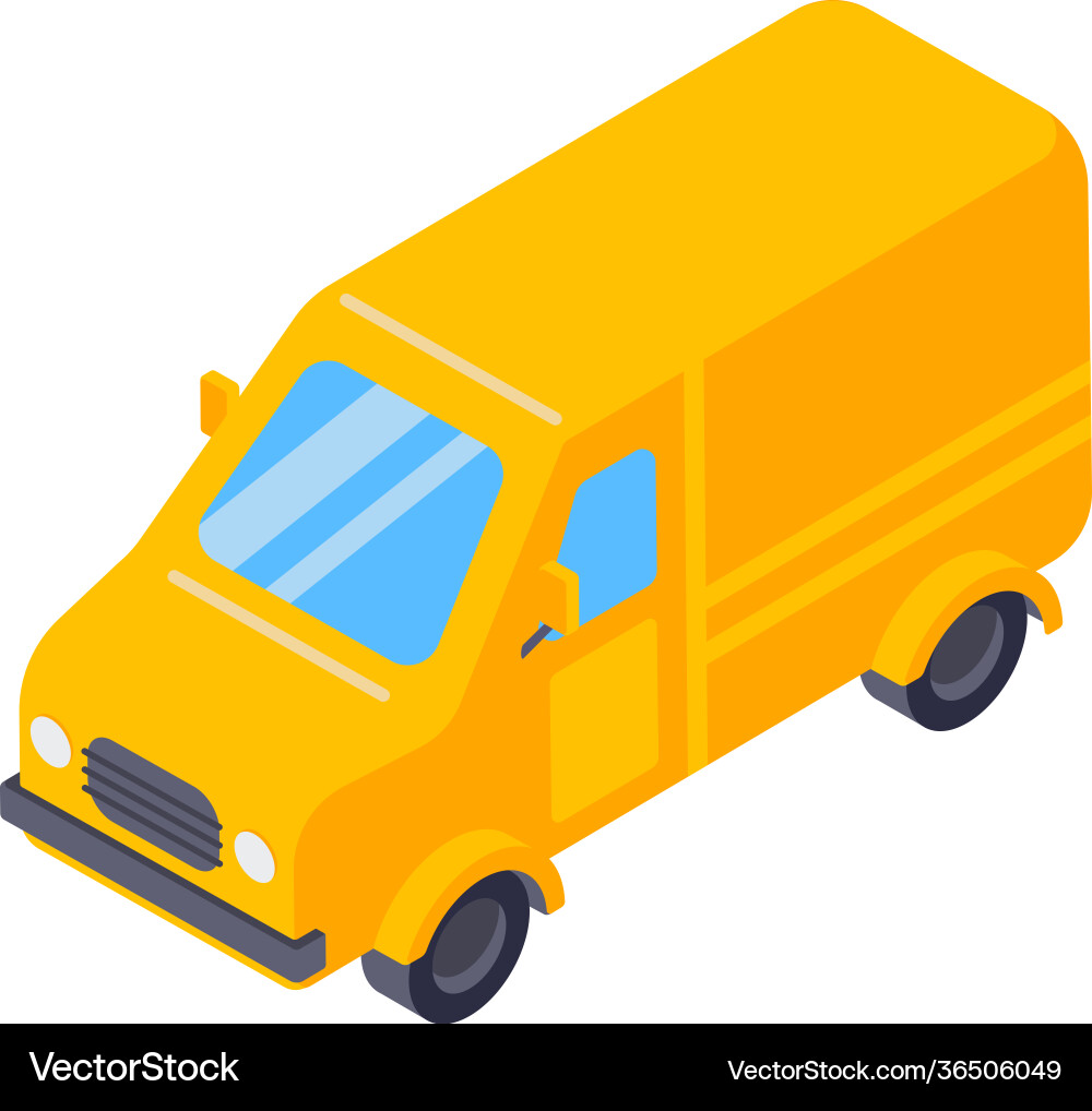 Isometric delivery van composition Royalty Free Vector Image
