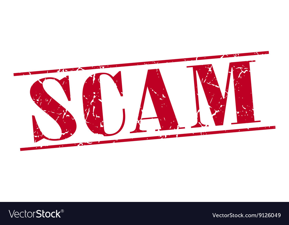 Scam red grunge vintage stamp isolated on white Vector Image