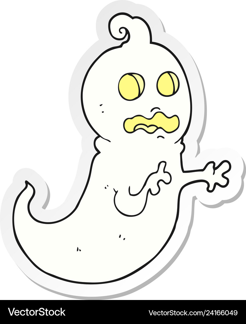 Sticker of a cartoon ghost Royalty Free Vector Image