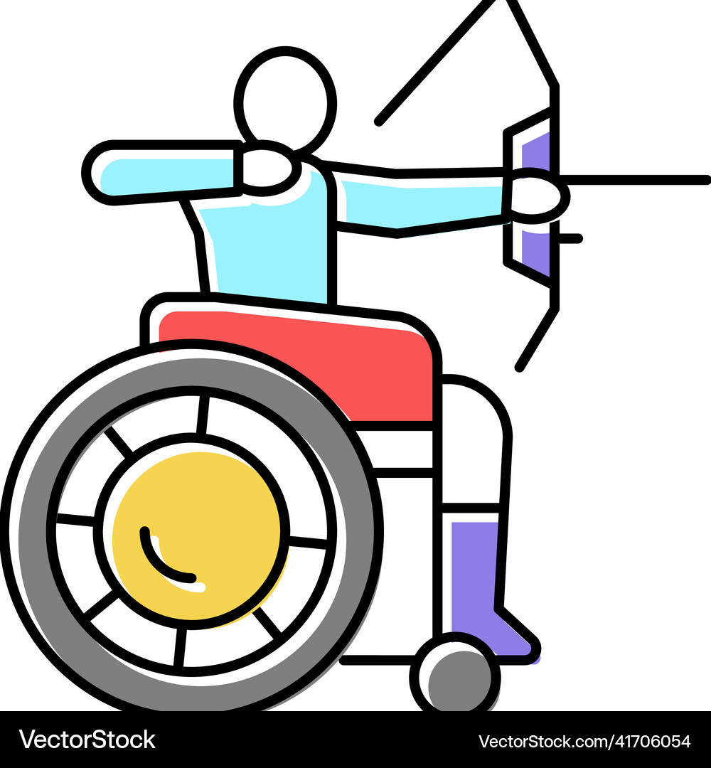 Archery handicapped athlete color icon Royalty Free Vector