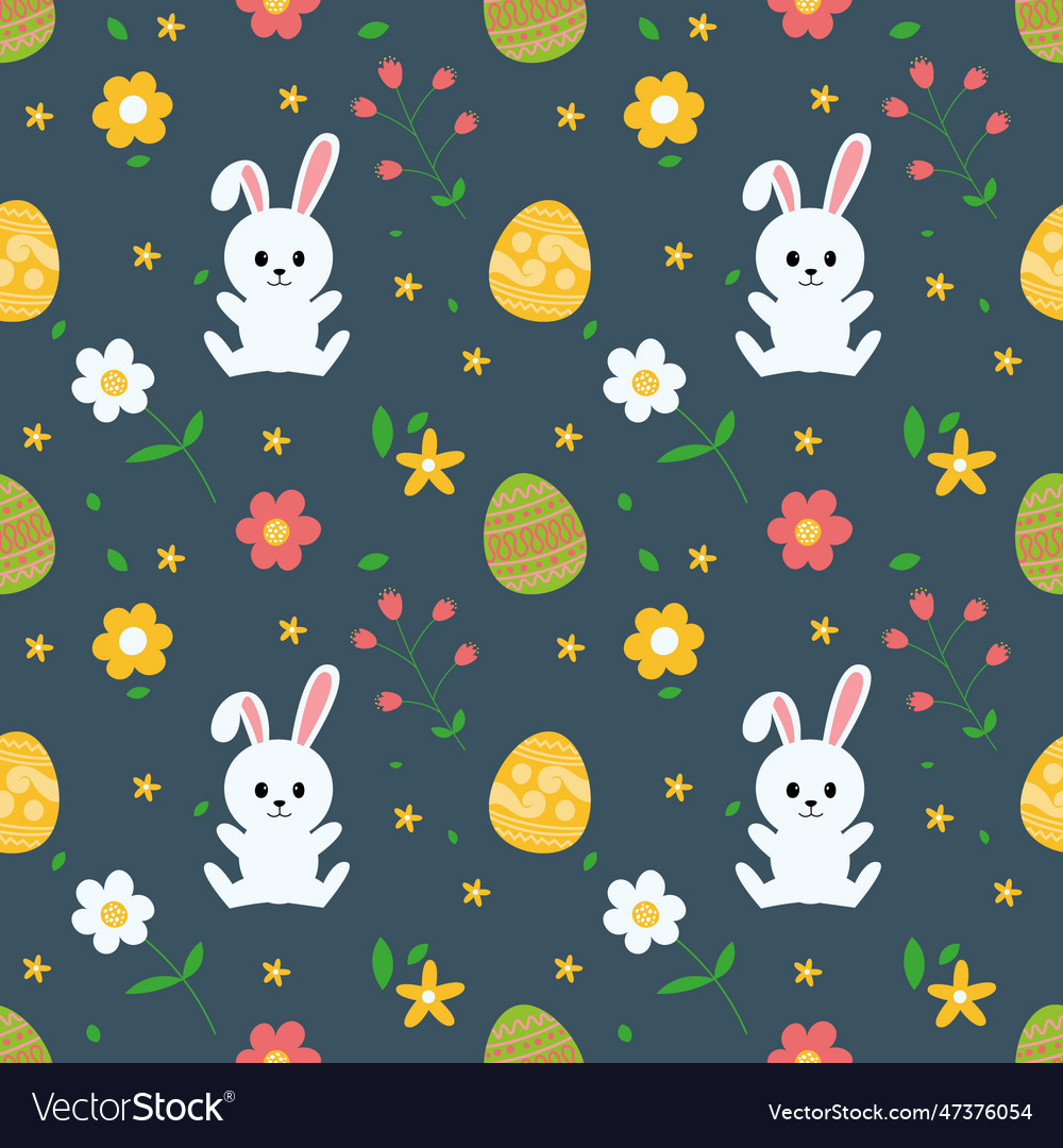 Flat hand drawn easter pattern Royalty Free Vector Image