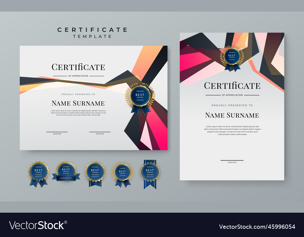 Modern elegant diploma certificate template Vector Image Modern elegant diploma certificate template Vector Image