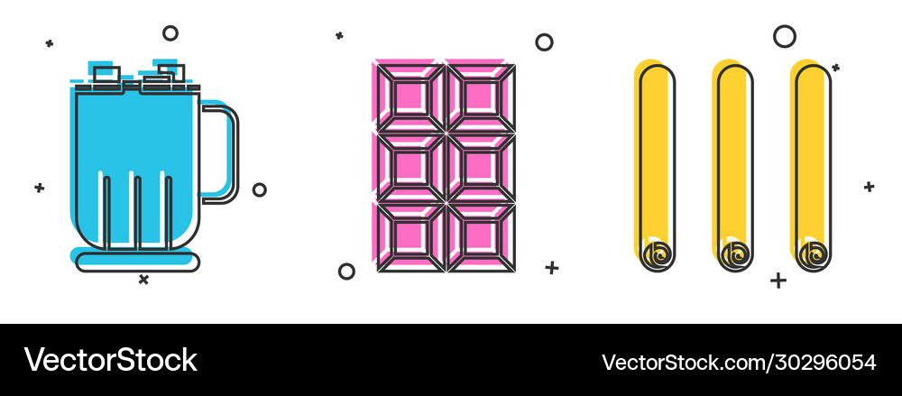 Set hot chocolate cup with marshmallows chocolate Vector Image