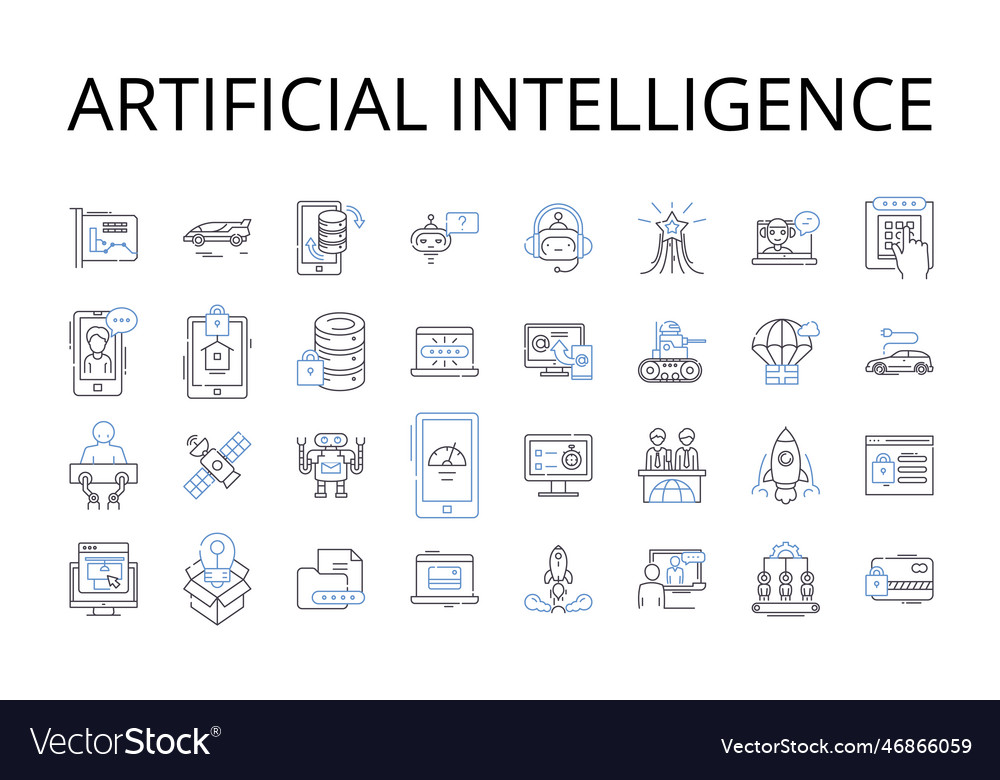 Artificial intelligence line icons collection Vector Image