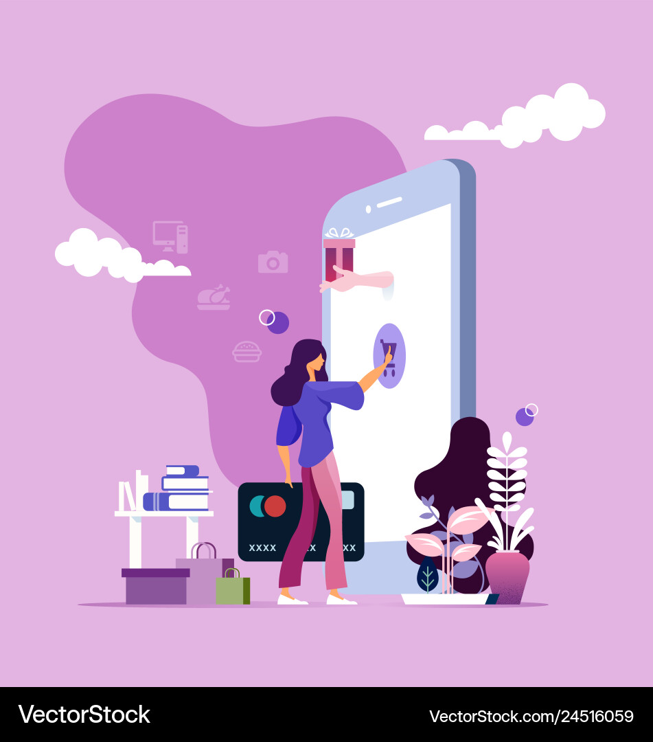 Shopping online on mobile phone concept Royalty Free Vector