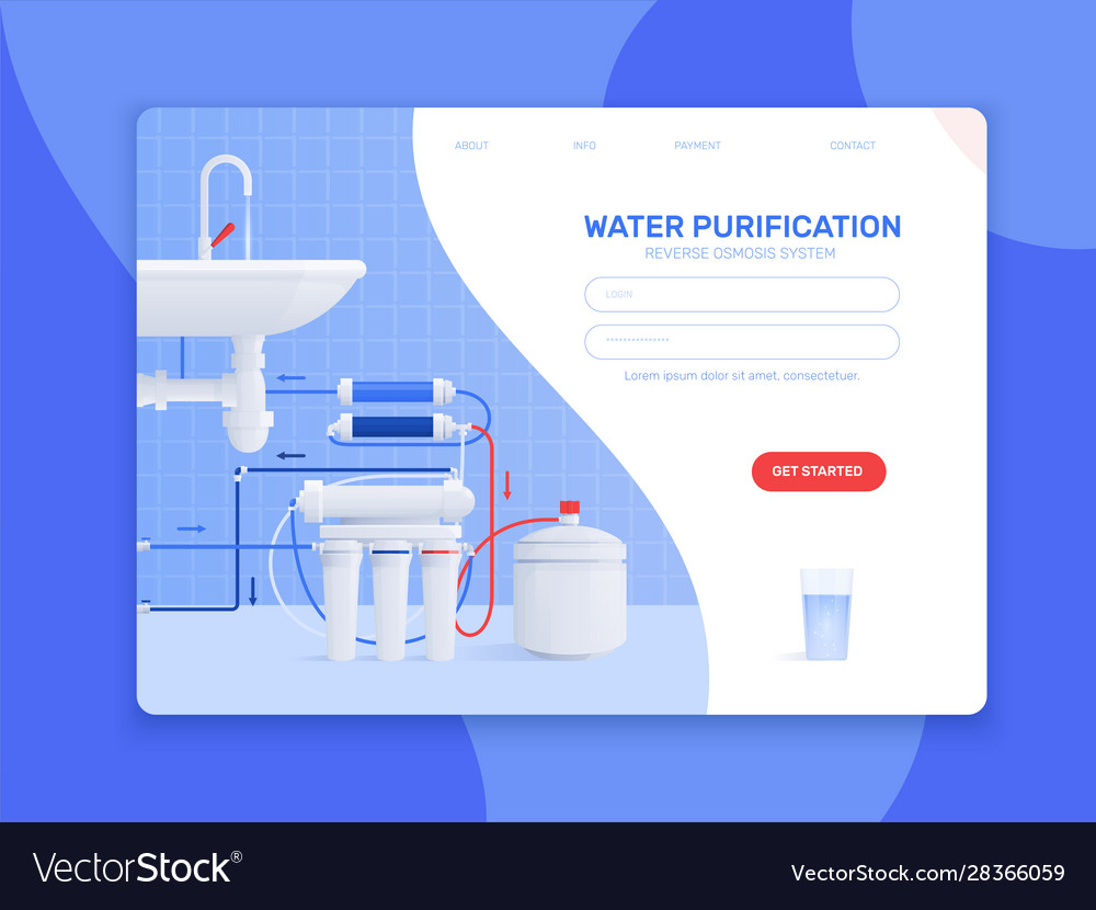 Water filter flat composition Royalty Free Vector Image