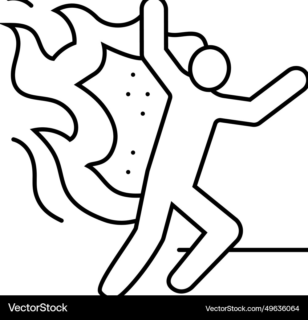Burning dangerous man accident line icon Vector Image