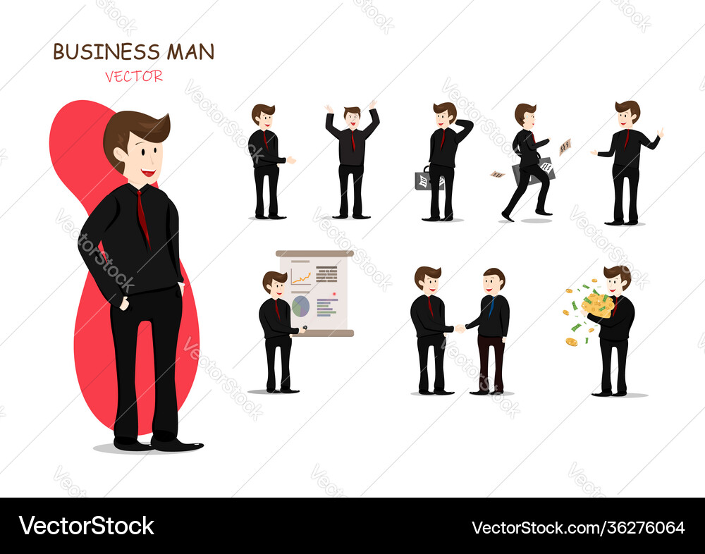 Business man characters working cartoon Royalty Free Vector