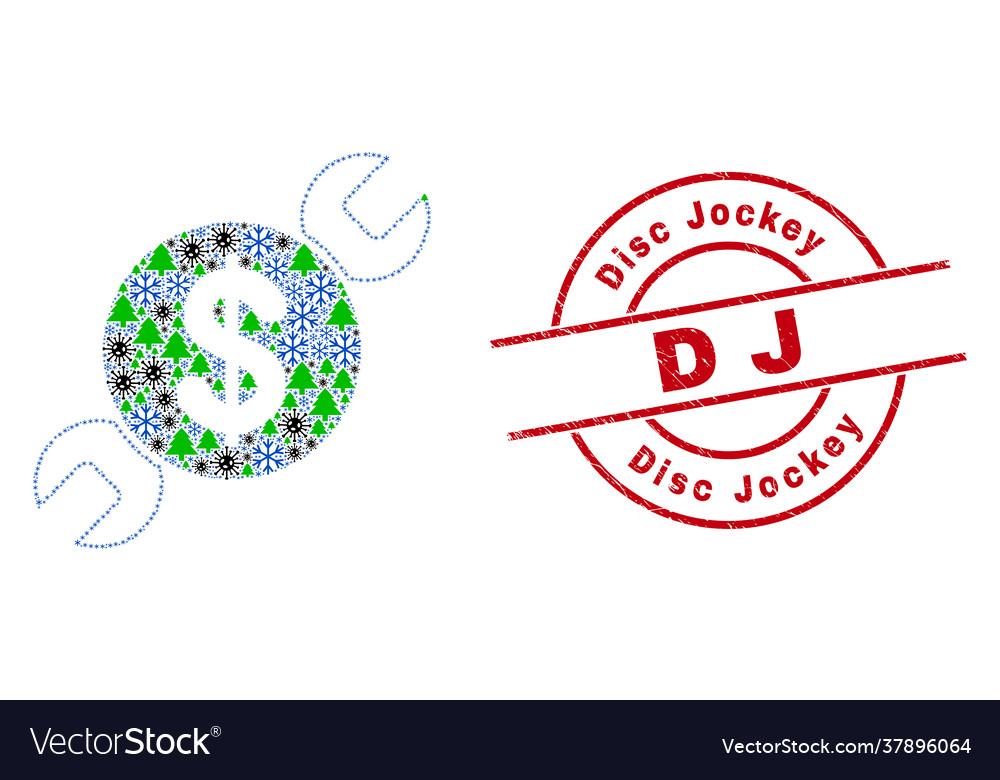 Dj distress watermark and wrench repair price Vector Image Dj distress watermark and wrench repair price Vector Image