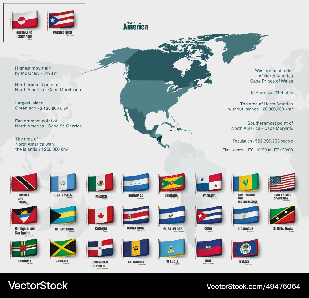 North american maps divided by countries Vector Image
