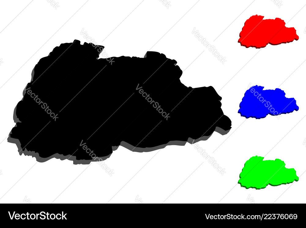 3d map bhutan Royalty Free Vector Image - VectorStock