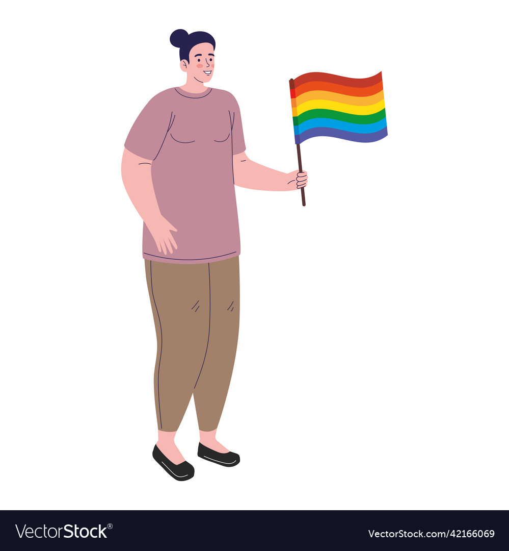Lesbian woman with flag Royalty Free Vector Image