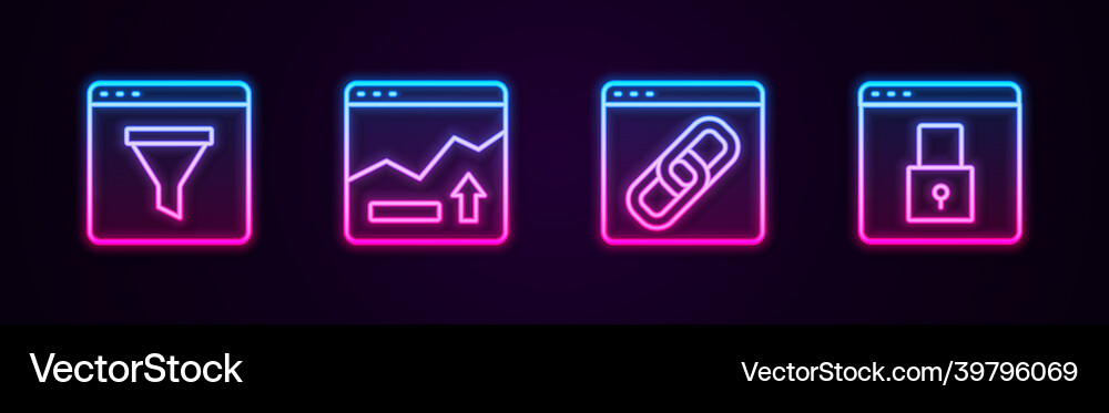 Set line browser window financial growth increase Vector Image