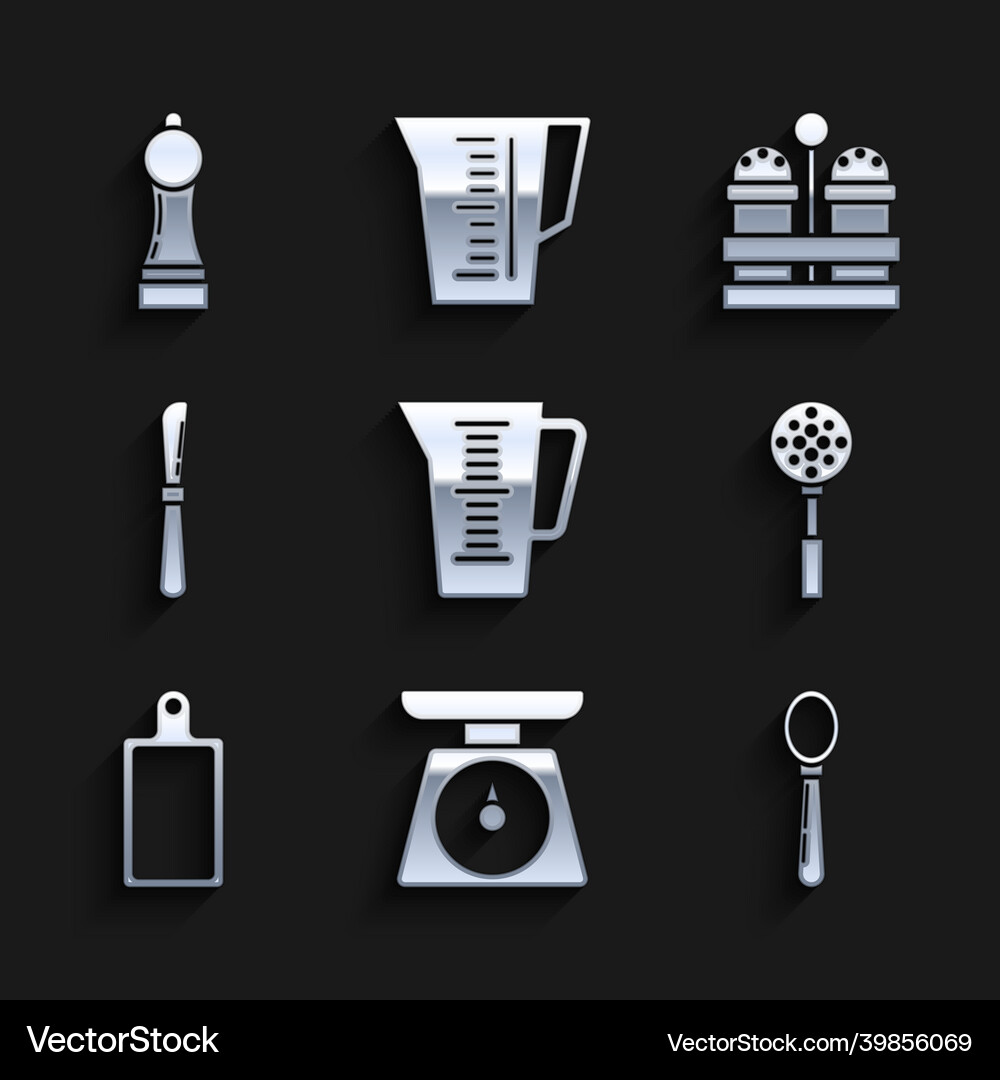 Set measuring cup scales spoon spatula cutting Vector Image