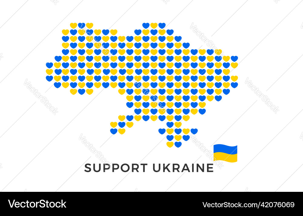 Support ukraine background - map hearts Royalty Free Vector