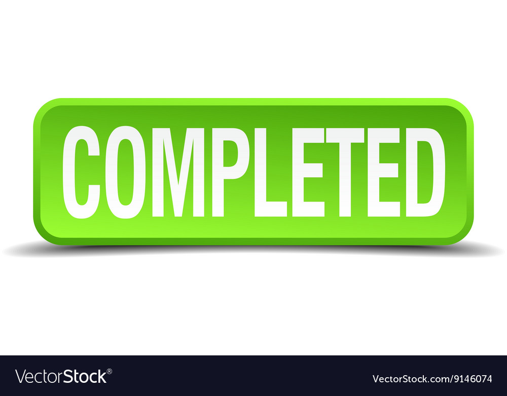 Completed green 3d realistic square isolated Vector Image Completed green 3d realistic square isolated Vector Image